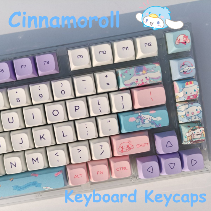 Sanrio Kawaii Cinnamoroll Keycaps Cartoon Style PBT Mechanical Keyboard ...