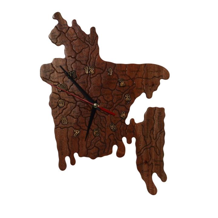 Wooden Made Craft_Bangladesh Map Clock | Daraz.com.bd