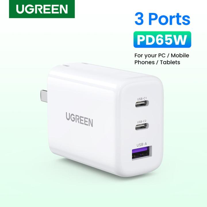 UGREEN 65W USB C Charger 3 Ports Charger PD PPS Fast Charger Power ...