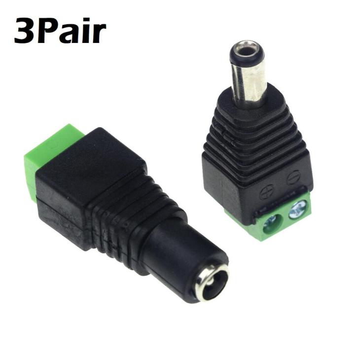 3Pair MALE FEMALE 2 Pin Screw Terminal With BARREL Type 2.1mm Male ...