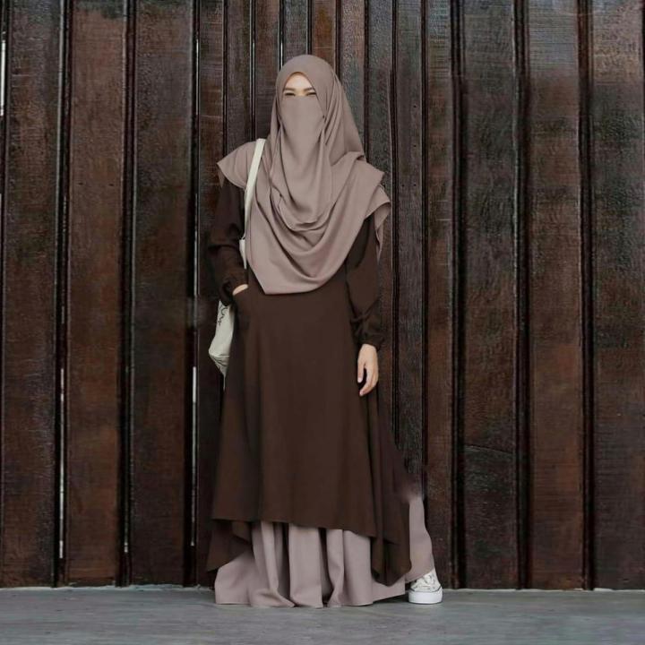 Dubai Cherry Full Set 4 Part Borka (Hijab + Niqab + Jama + Scart) For ...