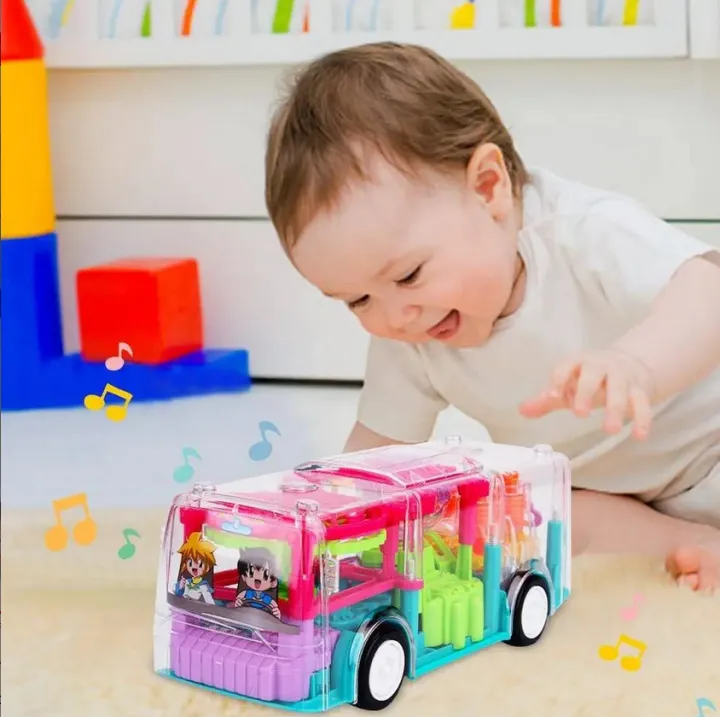 Transparent Shell Gear Light Bus For Kids | Daraz.com.bd