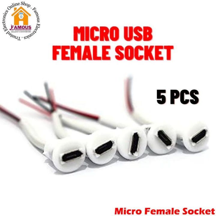 Micro USB Female Socket Panel Mount With Cable-5Pcs | Daraz.com.bd
