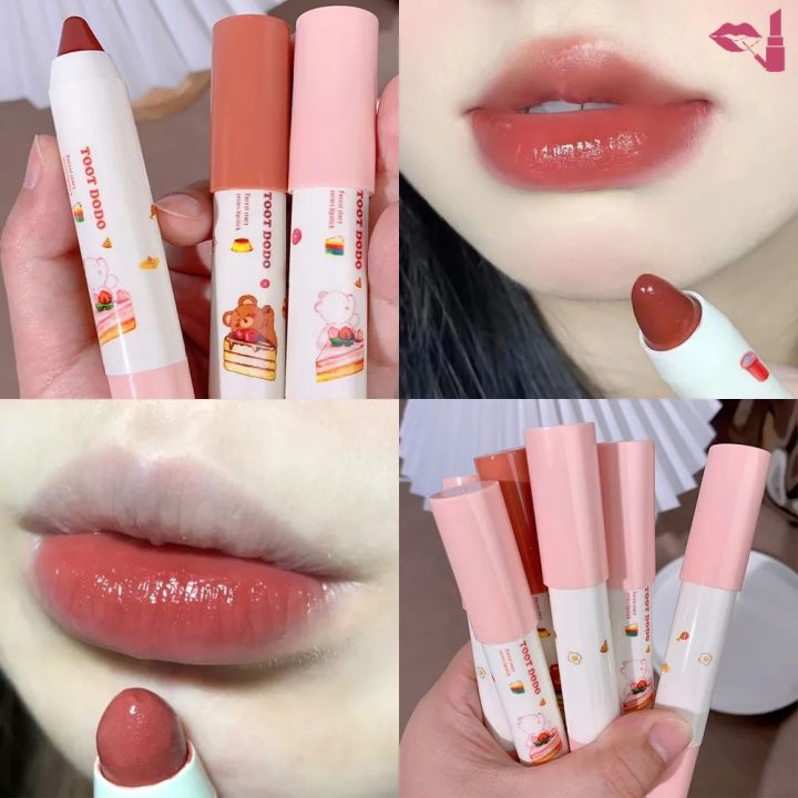 Creative Crayon Shaped Smooth Lipsticks/ Long-lasting Anti Sweat Mirror ...