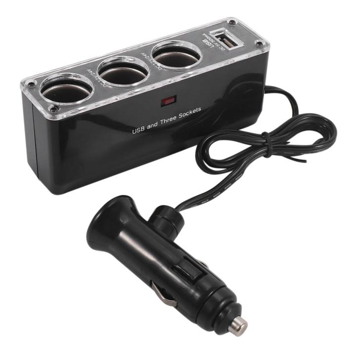 3 WAY MULTI SOCKET CAR LIGHTER USB PLUG Triple ADAPTER With USB Port ...