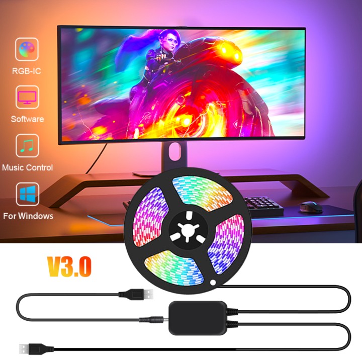 Smart Ambient RGB Monitor Led Lighting Gaming PC Backlight USB Led Strip For Windows Computer ...