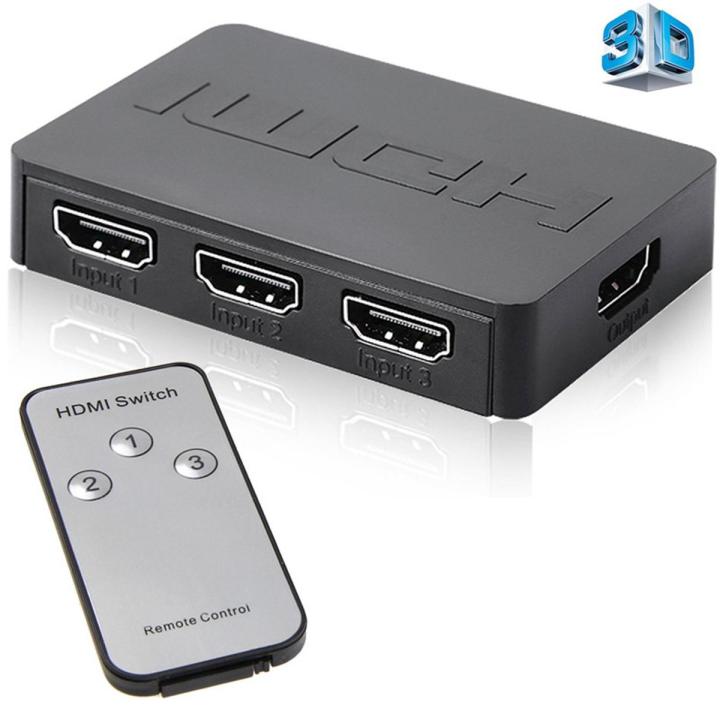 HDMI Splitter 3 Port Hub Box Auto Switch 3 In 1 Out Switcher 1080p HD ...