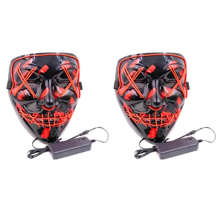 2X Cosplay the Up Wire Purge Mask Costume Halloween Light Scary LED ...