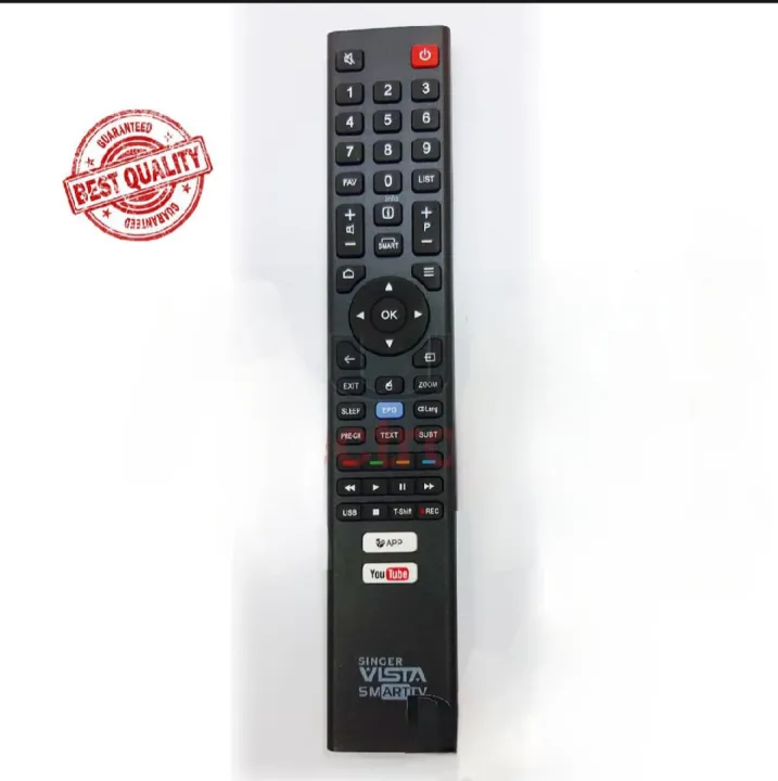 Premium Quality Singer Vista Smart TV (YouTube button) Remote Control ...