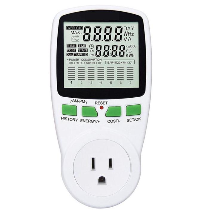 Digital LCD Energy Meter Wattmeter Monitoring Device Wattage ...