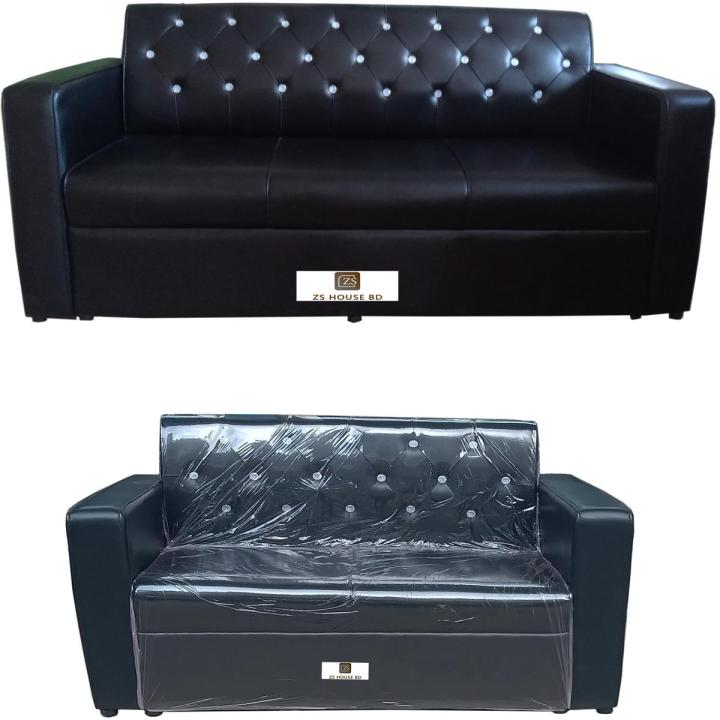 Sofa Set 5 seater back stone fixed arm box sofa-Modern box sofa set 3+2 seat-Black | Daraz.com.bd