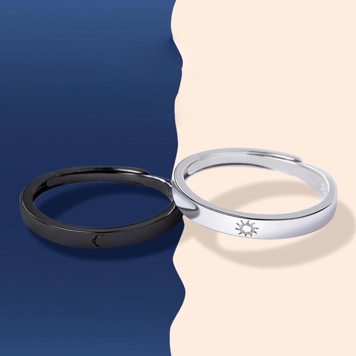 Creative Simple Moon Sun Adjustable Couple Rings Girl Boy Friend ...