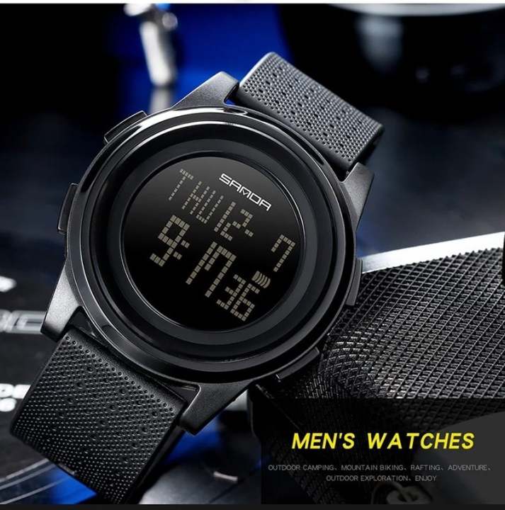 Sanda Waterproof Digital Watch for men -Full Black Watch-Party Gallery ...