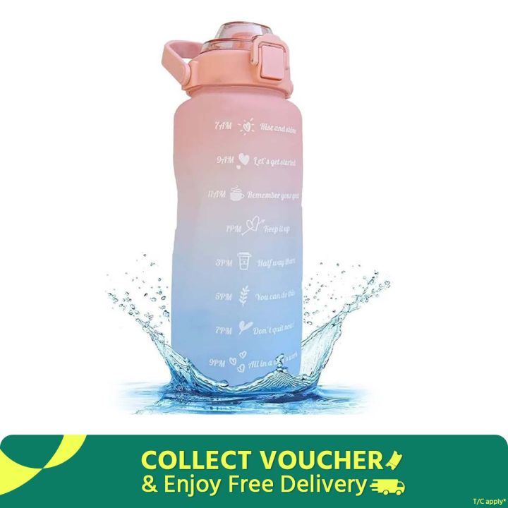 2000 ml 1piece Gradient Frosted Water Bottle With Handle Outdoor Portable Straw Cup | Daraz.com.bd