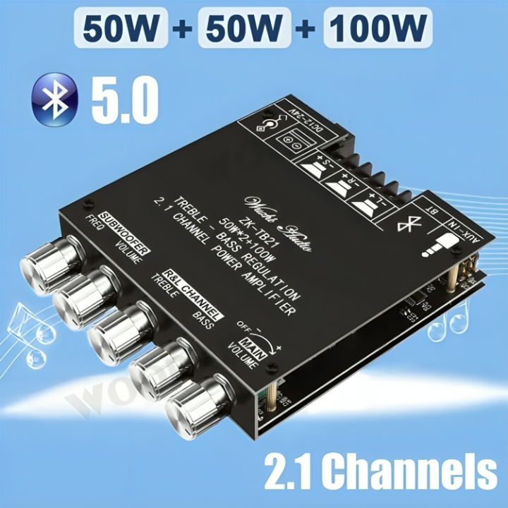 TPA3116D2 Bluetooth 5.0 ZK-TB21 Subwoofer Digital Amplifier Board 2x50W+100W 2.1 Channel Power ...