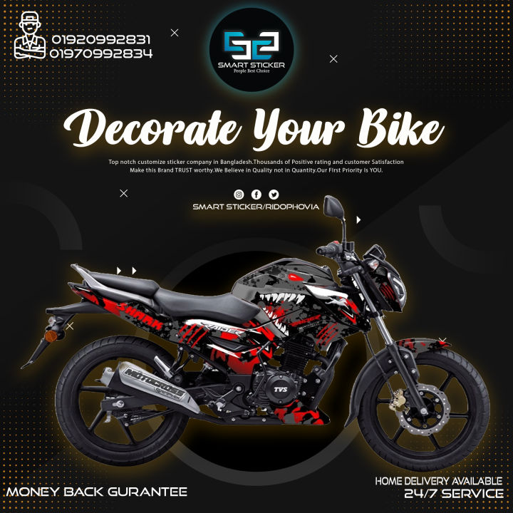 Tvs Raider shark body sticker.Bike sticker | Daraz.com.bd