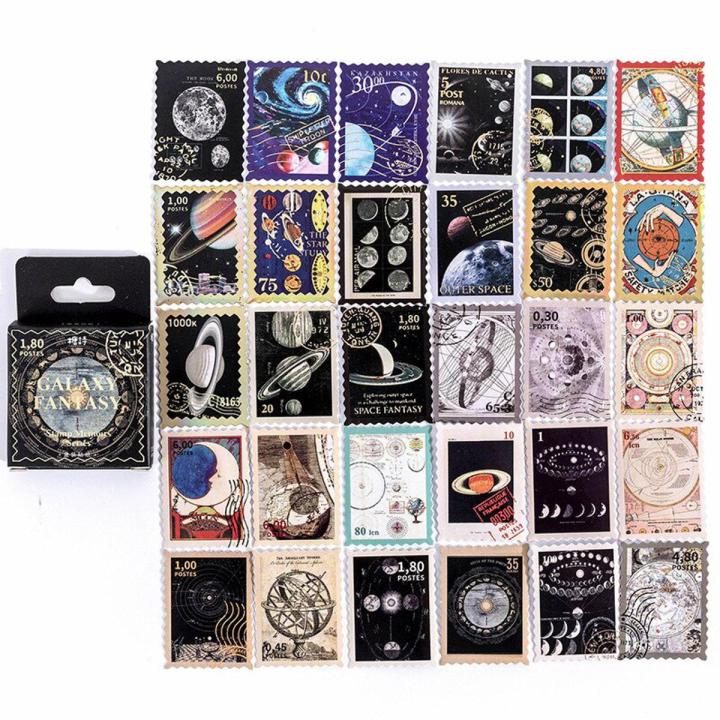 45 Pcs Vintage Scrapbook Paper Stickers Pack Postage Stamp Flower ...