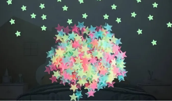 Night Glow Fluorescent Stars with Glue Dots - 50 pcs pack | Daraz.com.bd