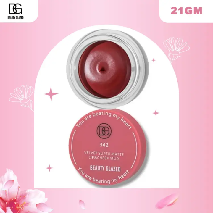 Beauty Glazed Lip Cheek Mud Matte Lipstick Velvet Face Blush Set Lip ...