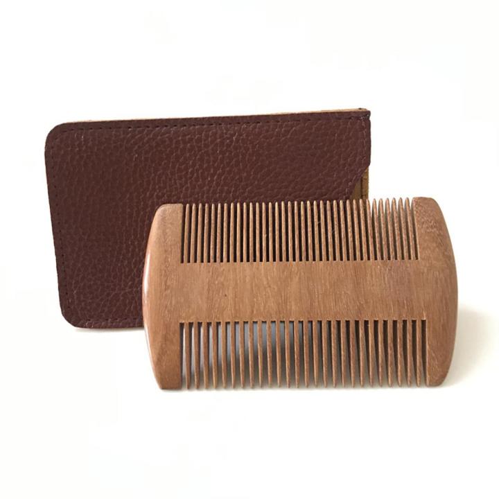 Wooden Beard Comb Natural Sandalwood Beard Comb with Fine & Coarse ...