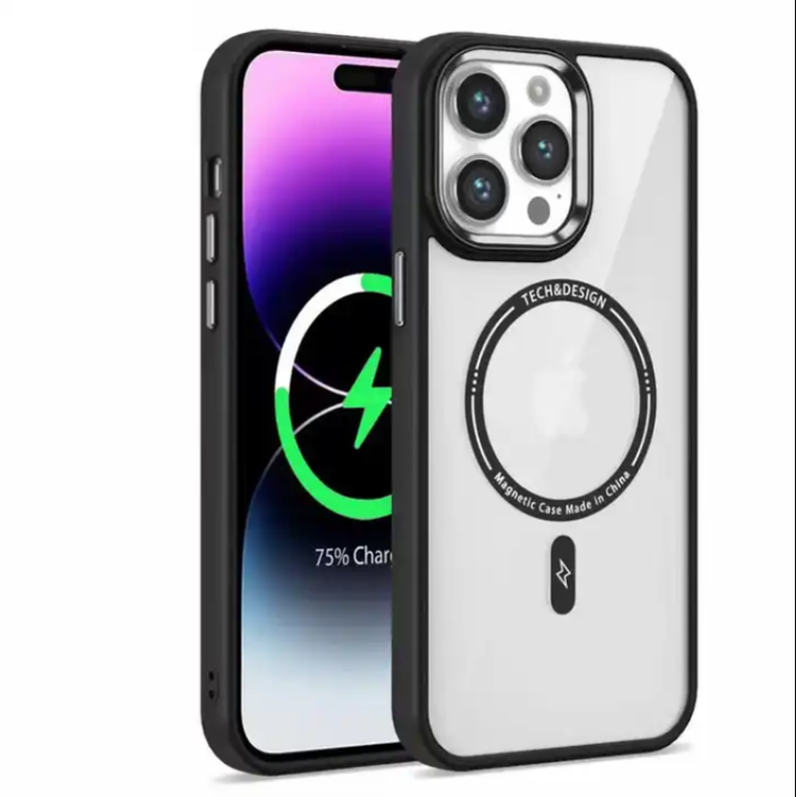 Metal Lens Ring And Button Matte TPU Magnetic Wireless Charging Phone ...