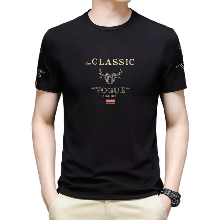 Black Cotton short Sleeve t shirts for men- half sleeve round neck t ...