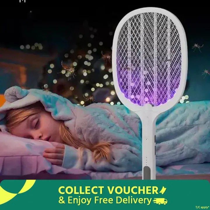 WEIDASI WD-959 Rechargeable Dual-Use Electric Mosquito Racket Mosquito Swatter with LED & Stand ...