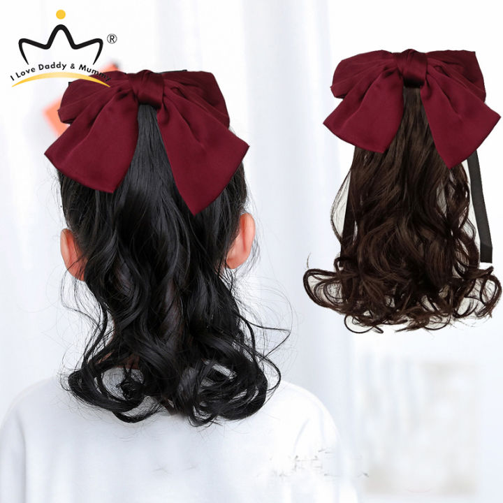 I LOVE DADDY & MUMMY Children's Ponytail Wig Curly Hair Clip With ...