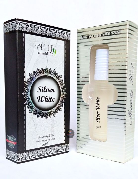 Alif Silver White Attar Long Lasting Roll On Ator Non Alcoholic Perfume ...