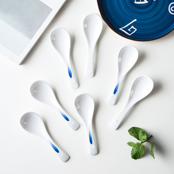 Japanese-Style Creative Ceramic Underglaze Long Spoon Hotel Restaurant ...