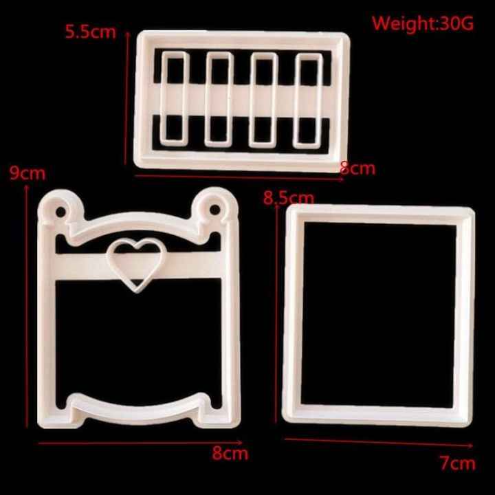 3Pcs Plastic Cookie Cutting Stamp Mold Small Bed Shape Biscuit Baking ...