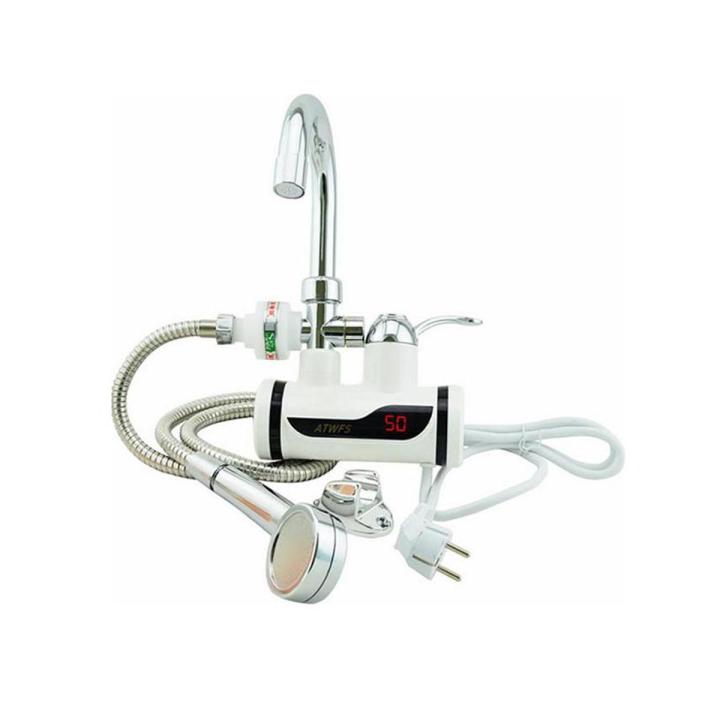 Electric Instant Hot Water Tap With Hand Shower, Digital Display Tankless Electric Faucet ...