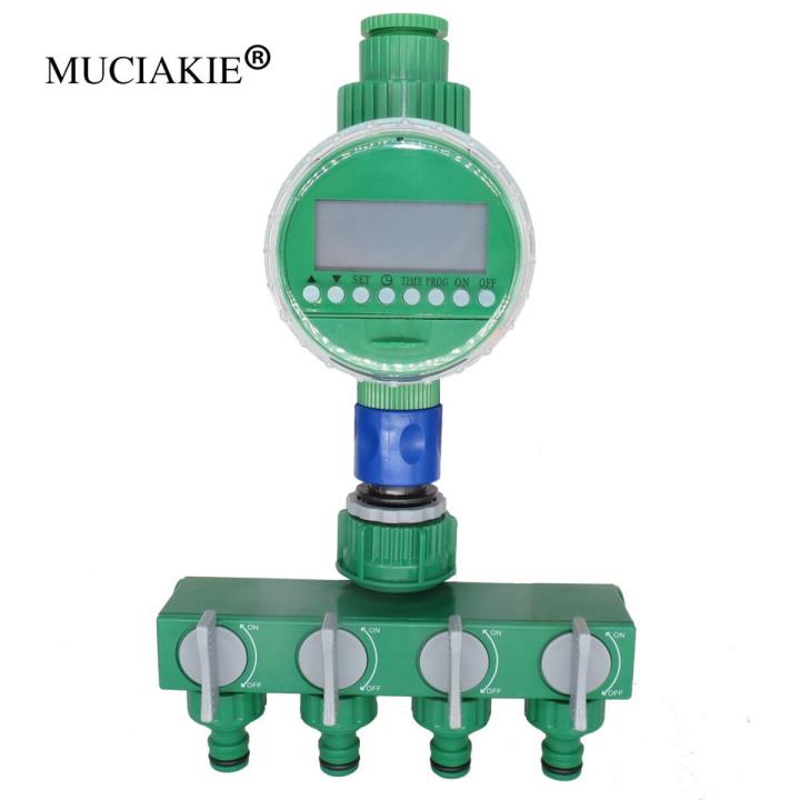 Garden Water Timer with 4-Way Water Splitter Connecter Intelligent ...