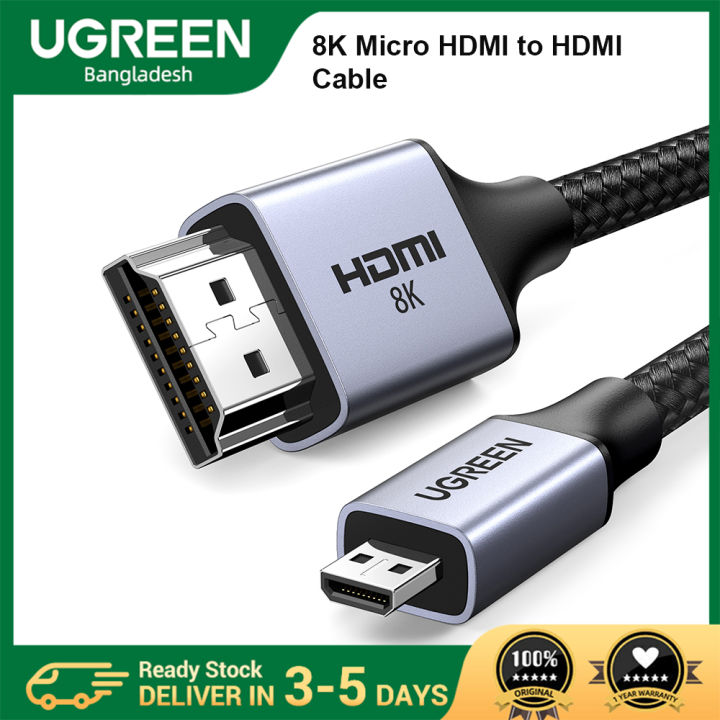 Ugreen HD164 8K Micro HDMI to HDMI Cable - 1M/2M - Ugreen 8K@60Hz Micro HDMI to HDMI Cable ...