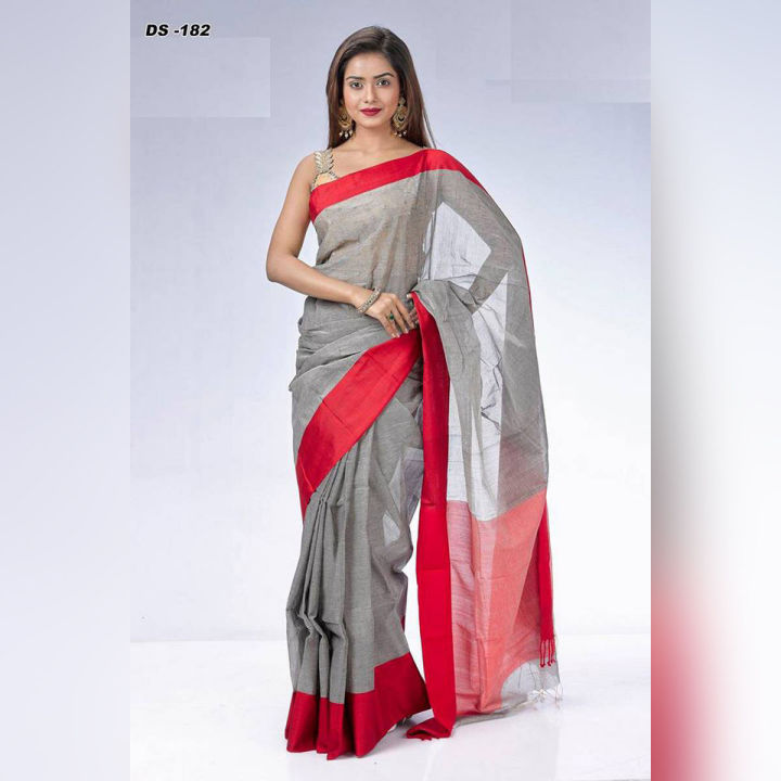 Bibiyana Cotton Tat Saree with bloue pcs | Daraz.com.bd