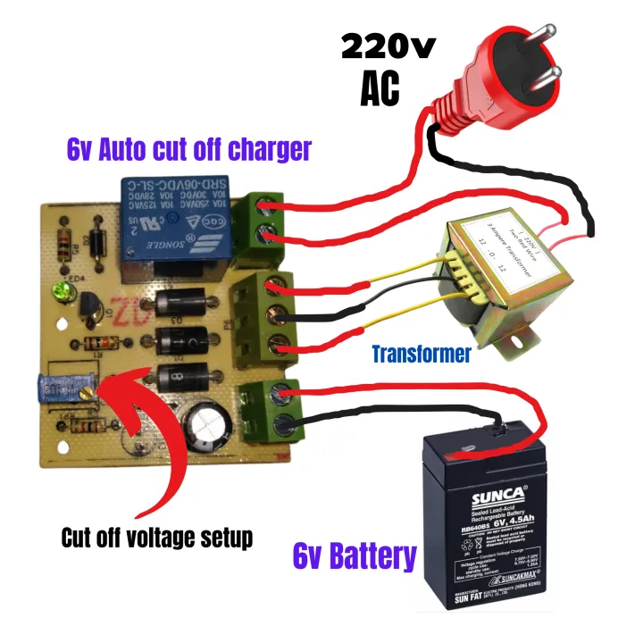 6v auto cut off battery charger circuit . Automatic 6v charger with ...
