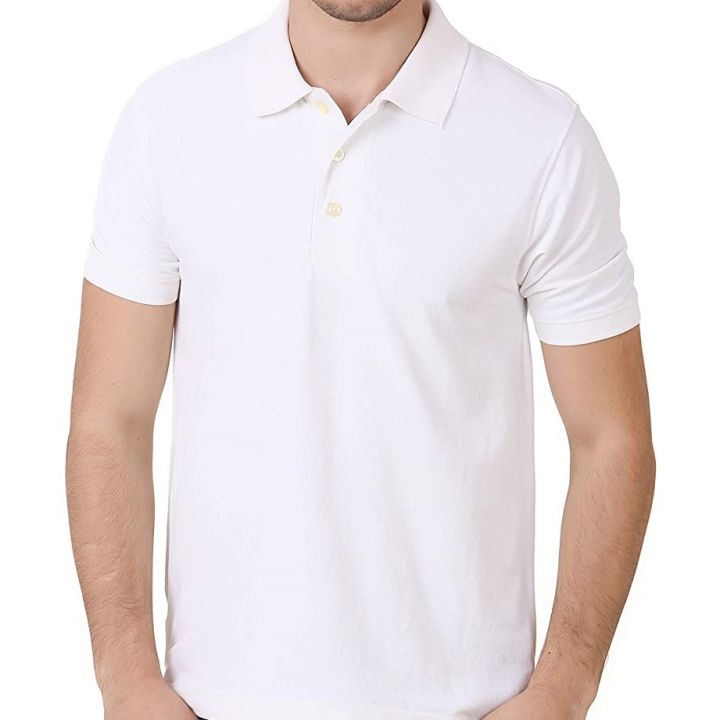 White Polo Shirt - Polo Collar Neck Sports - Causal Cotton T-Shirt for ...