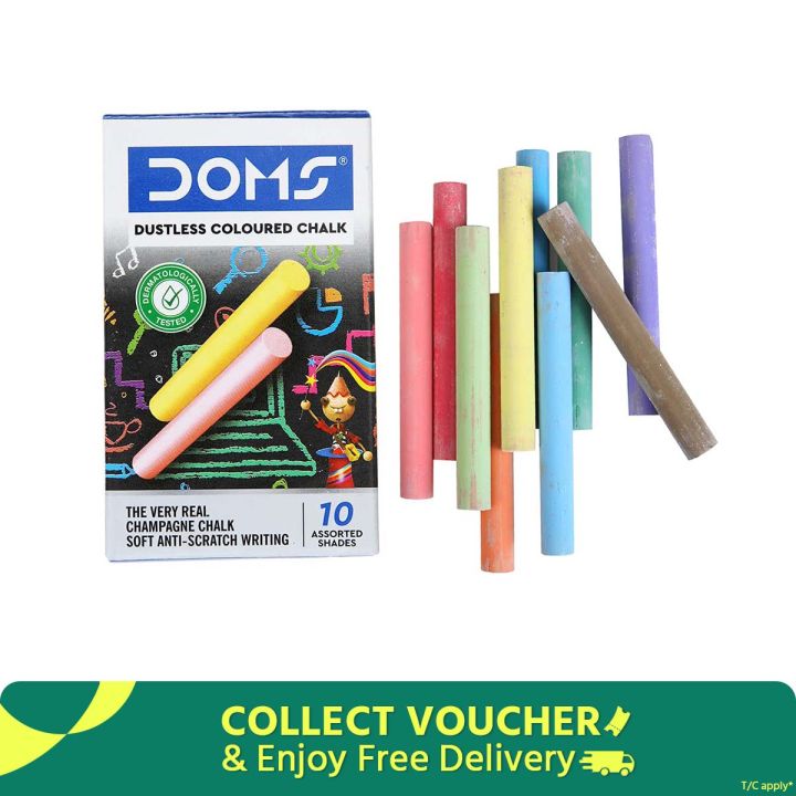 Doms Dustless Coloured Chalk Different Color Chalk | Pack of 10 | Daraz ...