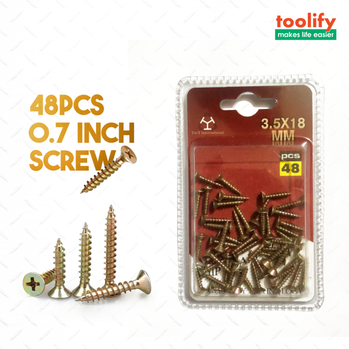 Premium Quality 48pcs 0.5inch(3.5×18mm) Hardware Screws - Golden color ...