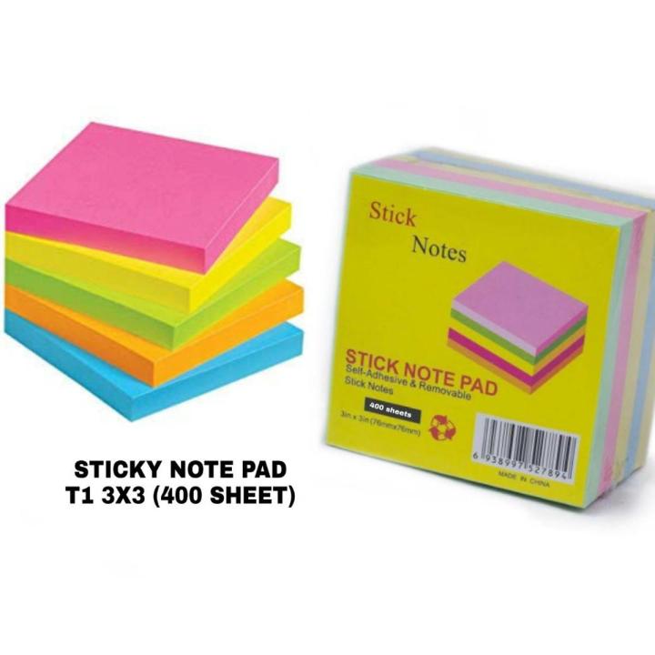 Sticky Notes 3x3" Post It Note Pad 5 Colors notepaper - 400 Sheets ...