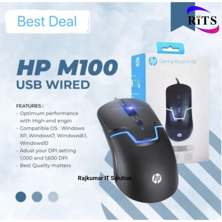 HP M100 Gaming Mouse USB Wired Optical Mouse with LED Backlight | Daraz ...