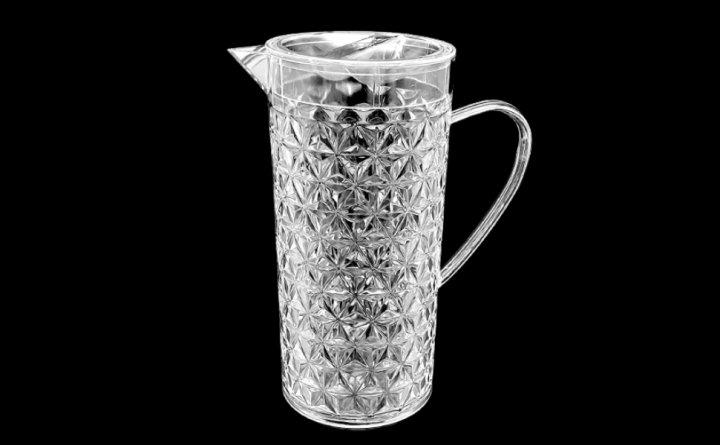 Plastic Clear Crystal Cut Drinking Water Jug Set Water Jug with Lid ...