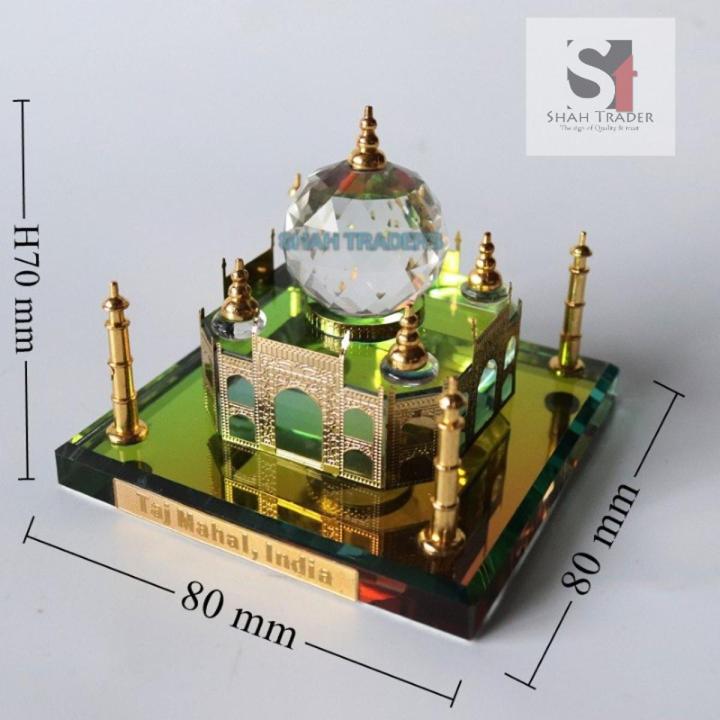 Collectible Metal & Crystal Taj Mahal Showpiece, Medium, Multicolour ...