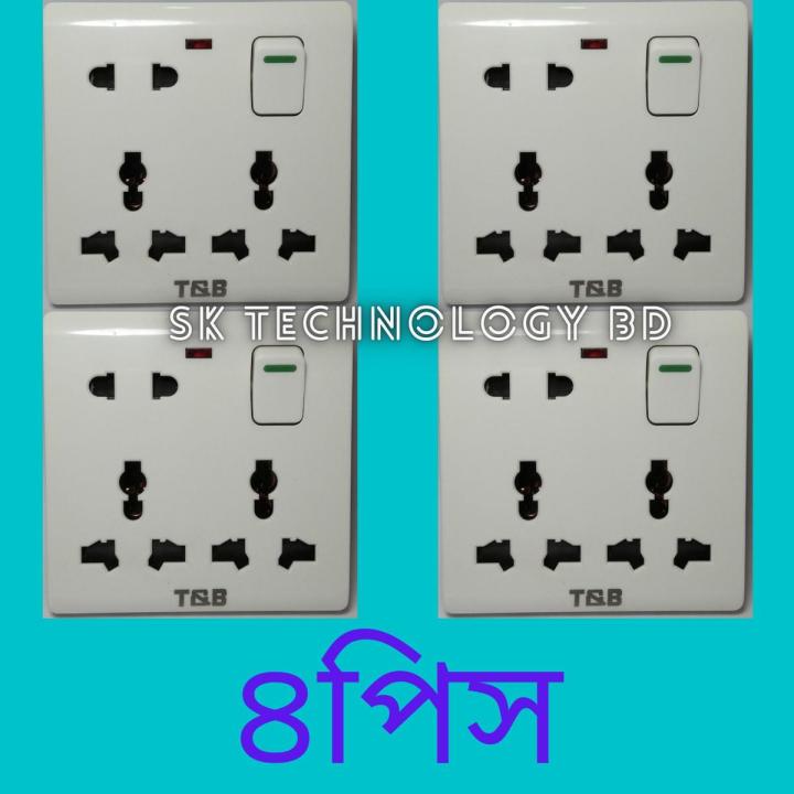 Electric 8 pin wall multi socket with Indicator 3 pin Double & 2 Pin ...