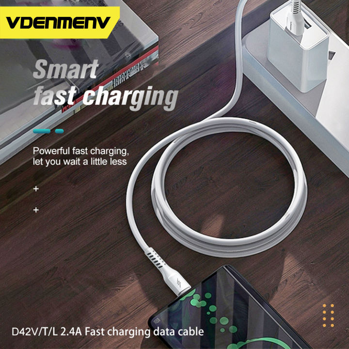 VDENMENV D42L Fast Charging 2.4A 1Meter Lightning Data Cable | Daraz.com.bd