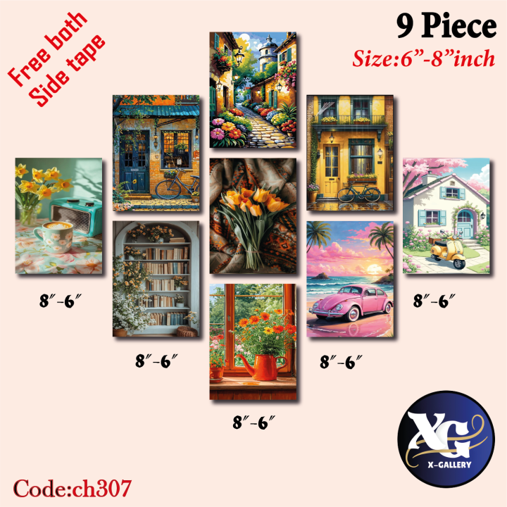 9 pcs 6x8inch aesthetic Combo Wallmet poster set for Home Decoration ...