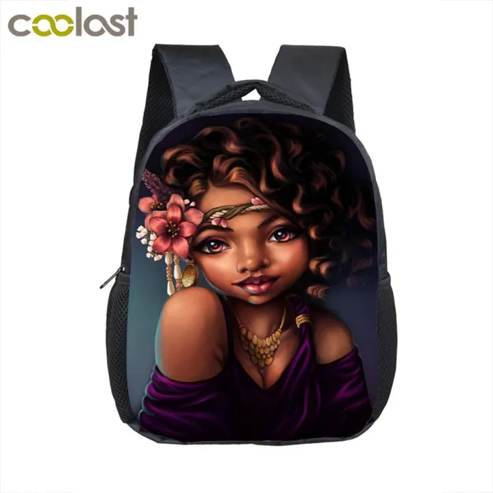 Cartoon Latin America Afro Girl Backpack Children School Bags Black ...