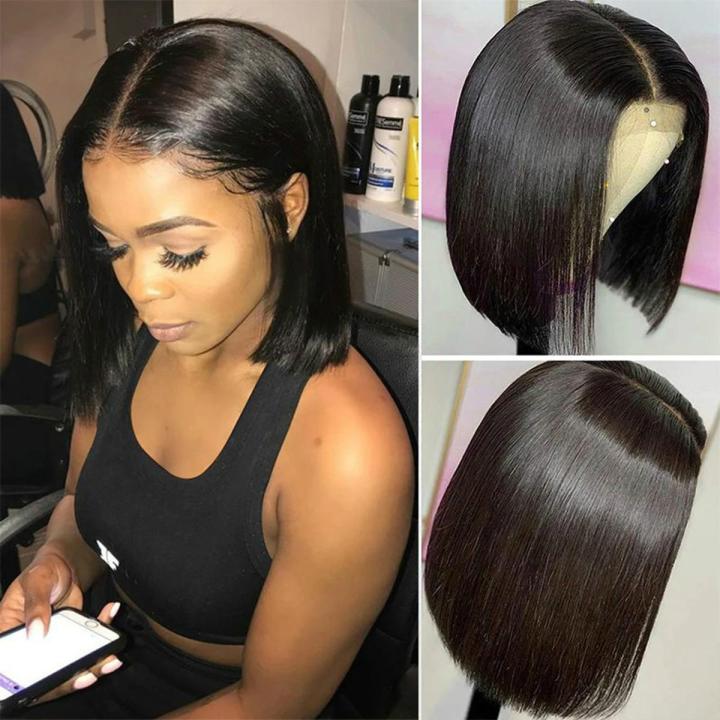 Cross-Border New Wig for Women Center-Parted Bangs Short Straight ...