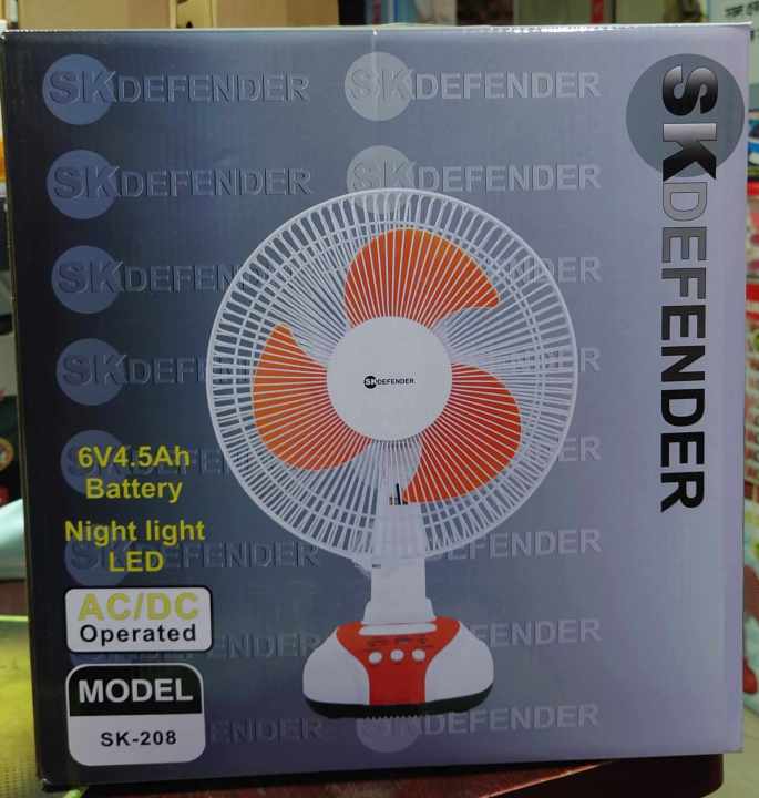 DEFENDER 12" Rechargeable Fan AC/DC original SK-208 | Daraz.com.bd