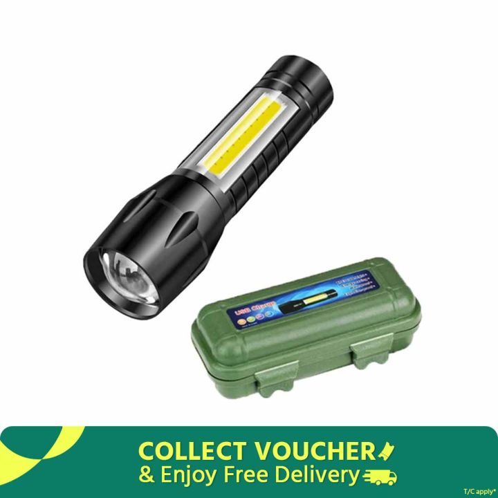 Rechargeable/Portable/Stylish mini Telescopic Zoom Flash Light XPE+COB ...